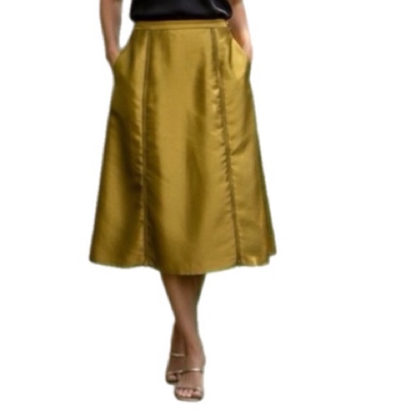 No Brand Tag | Skirts | Golden Christmas Party Dinner Satin Midi Skirt ...